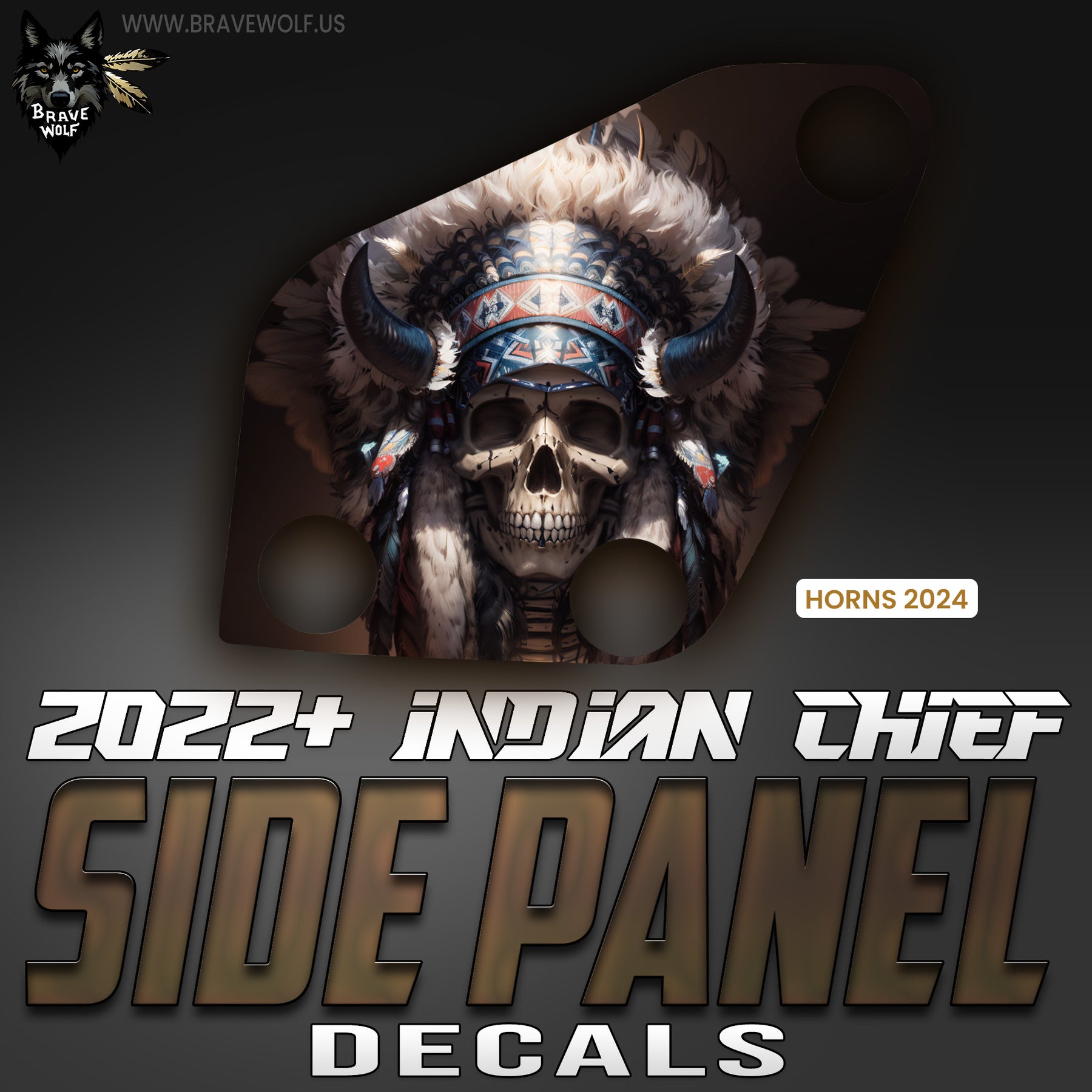 Horns 2024 - Indian Chief Side Panel Decal Set - Color – Brave Wolf Customs