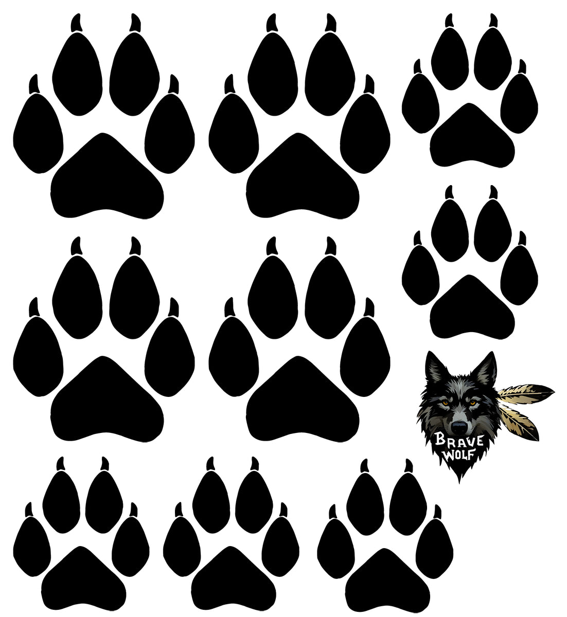 Wolf Paw Print Accent DTF Decal Set – Brave Wolf Customs
