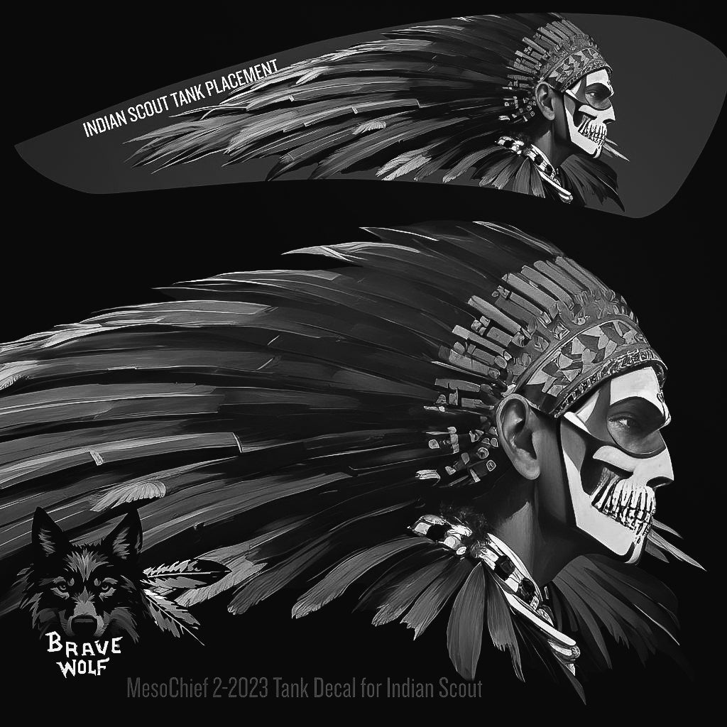 MesoChief 2-2023 - Indian Scout Tank Decal-B&W – Brave Wolf Customs