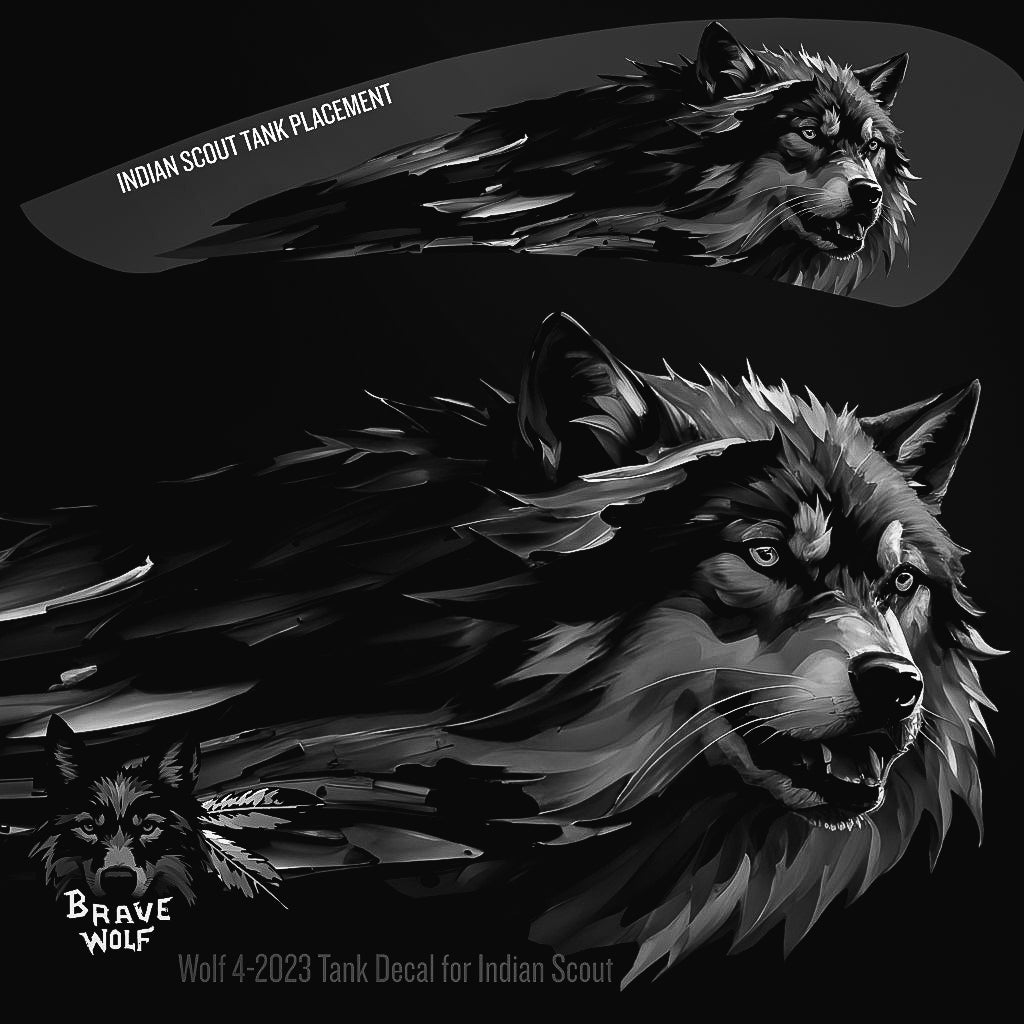 Wolf 4-2023 - Indian Scout Tank Decal-B&W – Brave Wolf Customs