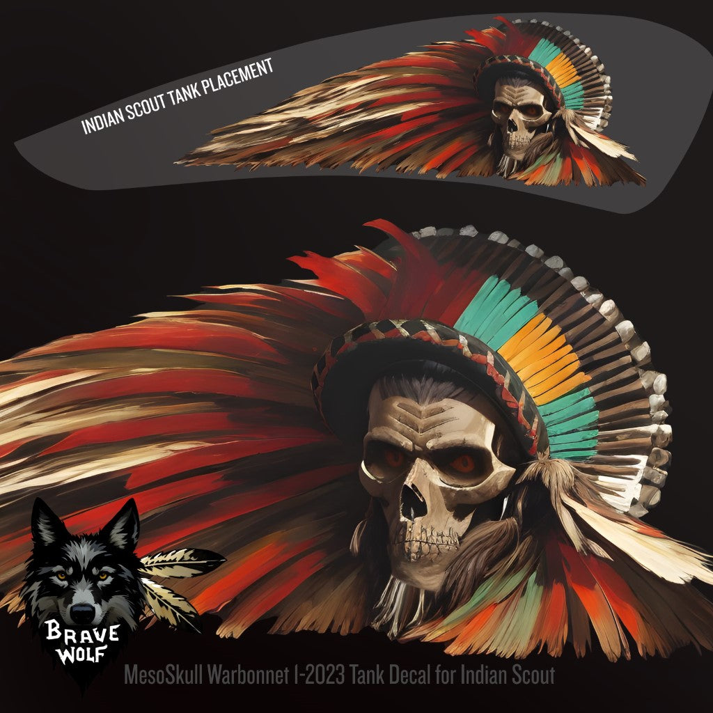 MesoSkull-2023 - Indian Scout Tank Decal-Color – Brave Wolf Customs